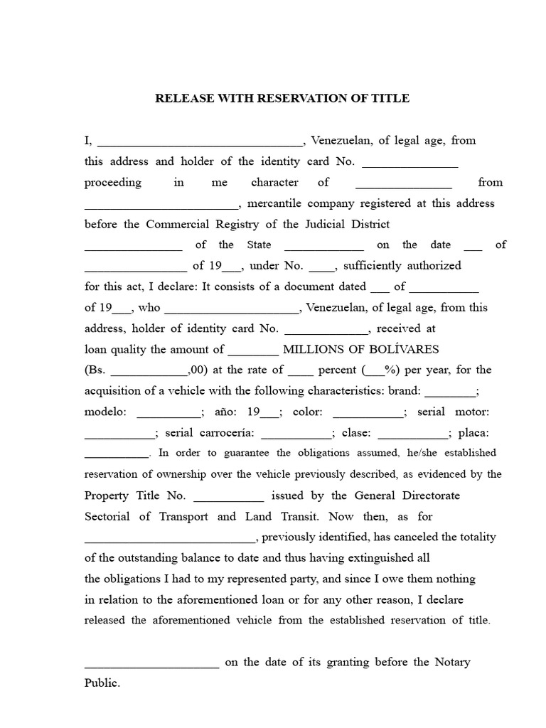 Release With Retention of Title | PDF