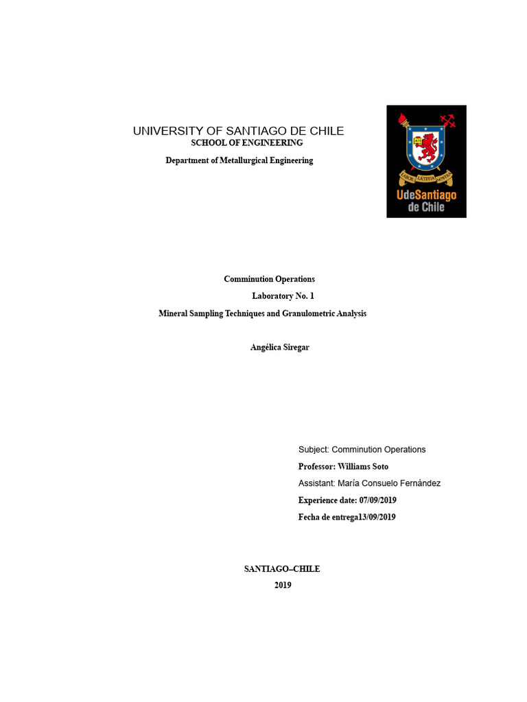 Mineral Sampling and Granulometric Analysis | PDF | Mass | Equations