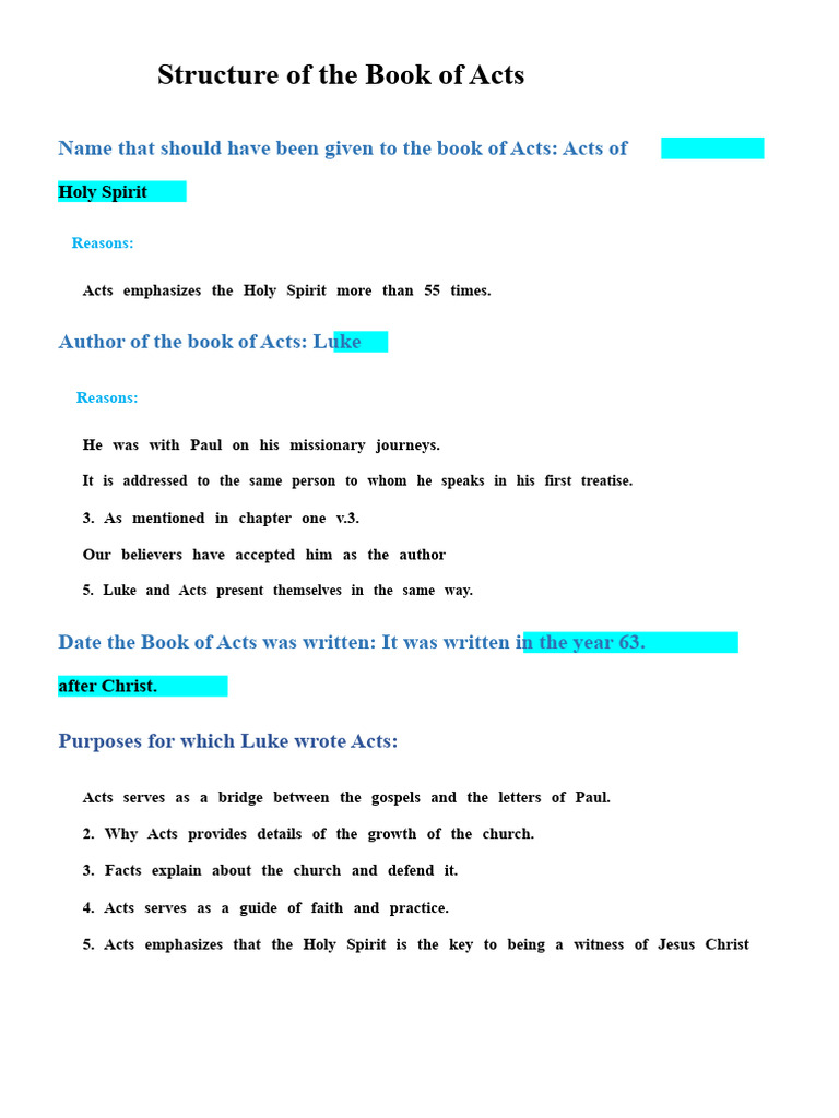 Structure of The Book of Acts | PDF