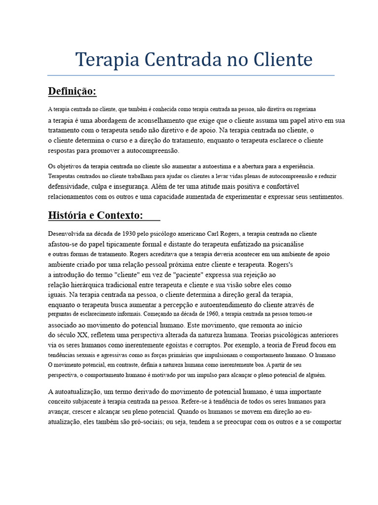 Terapia Centrada no Cliente: Abordagem e Benefícios | PDF ...