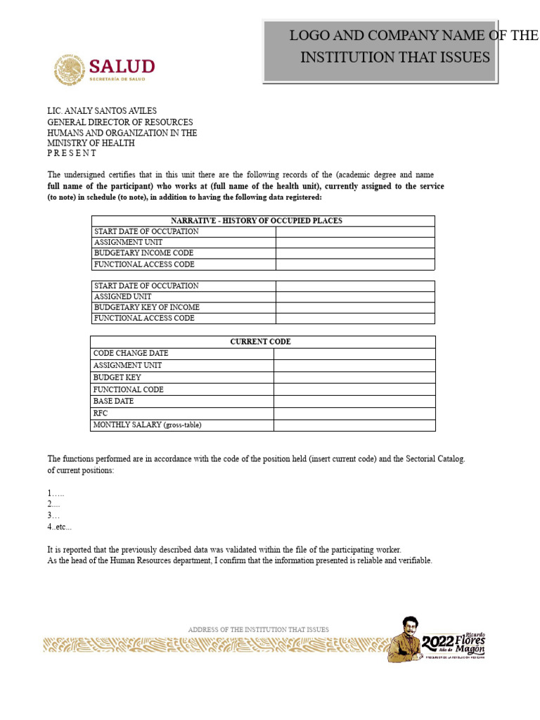Format Certificate of Functions - 2 1 | PDF | Employment | Business