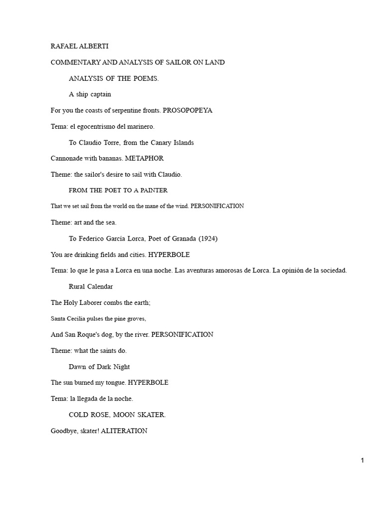 Mariner On Land Rafael Alberti | PDF | Federico García Lorca