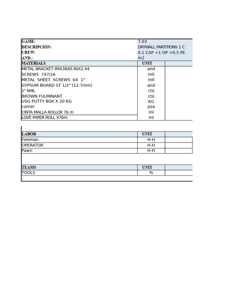 Acu Drywall 1 Side | PDF