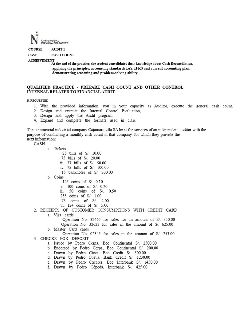 Cash Count Audit Practice | PDF | Cash | Audit
