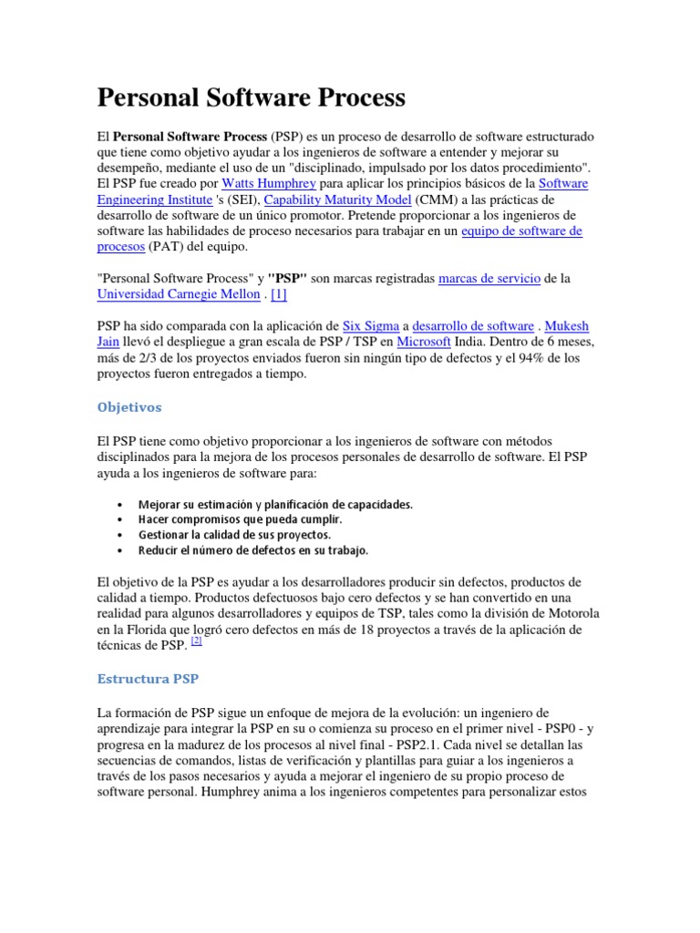 Personal Software PSP | PDF | Ingeniería de software | Software