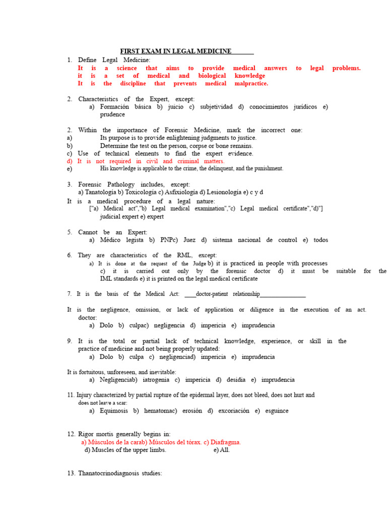 1ST Forensic Medicine Exam | PDF | Fetal Viability | Autopsy