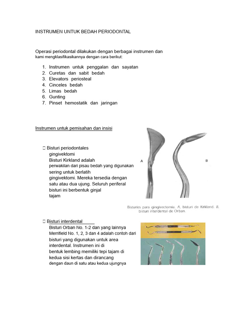 Instrumen Bedah Periodontal dan Fungsinya | PDF