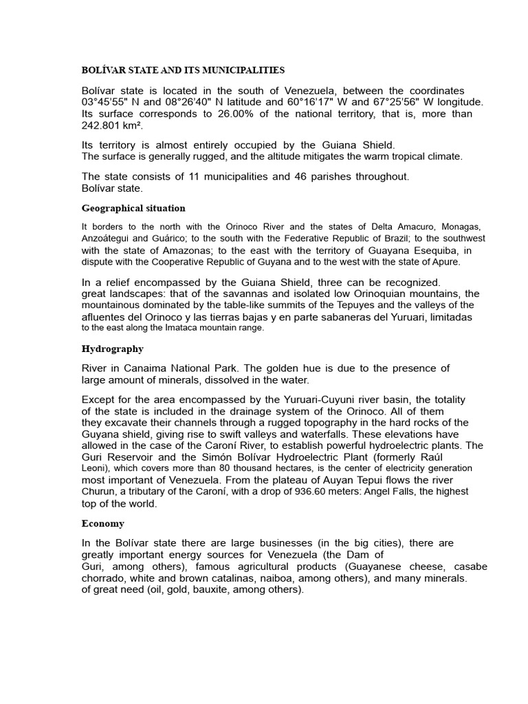 Bolívar State and Its Municipalities | PDF | Earth Sciences