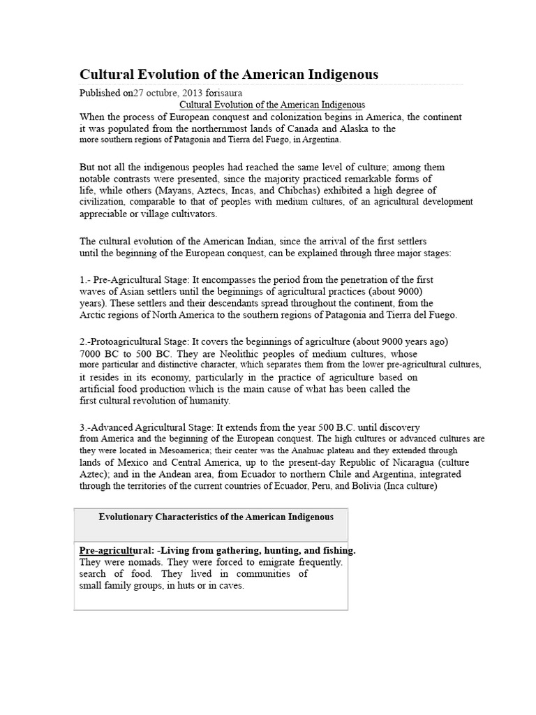 Cultural Evolution of The Indigenous People | PDF | Venezuela ...