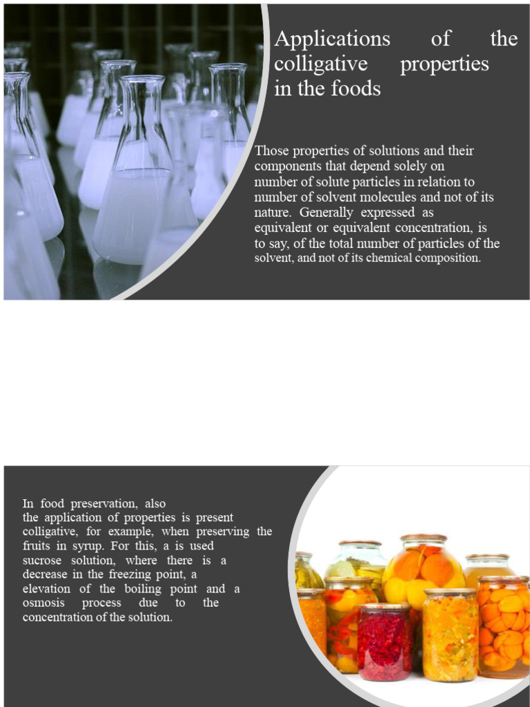 Applications of Colligative Properties in Foods | PDF | Food ...
