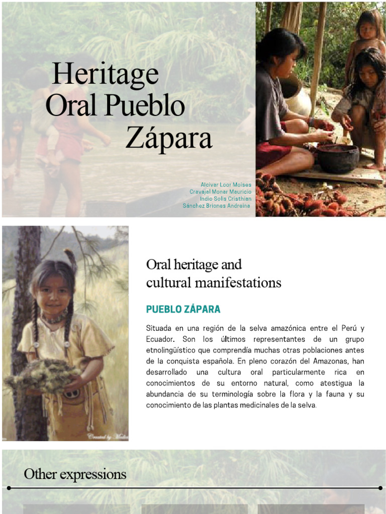 Oral Heritage of The Zapara People | PDF