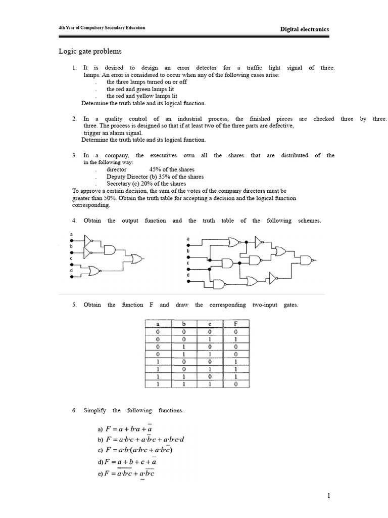 Logic Gate Exercises | PDF | Logic Gate | Digital Electronics