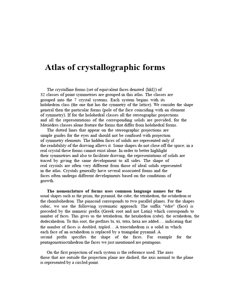 Crystallographic Forms Atlas Guide | PDF | Crystal | Crystal Structure