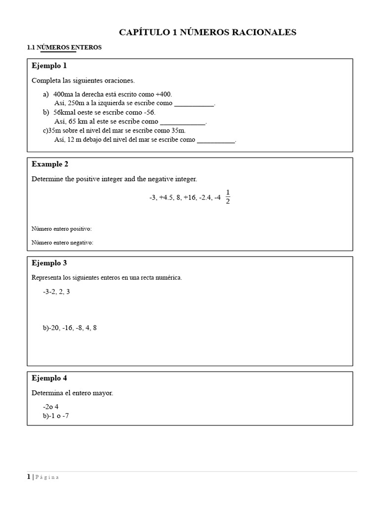 Números Racionales: Enteros y Operaciones | PDF | Entero | Número racional