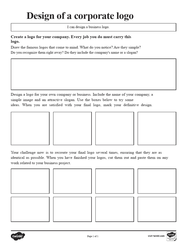 It Is Ss 1663236314 Activity Sheet Design A Business Logo Ver 3 | PDF