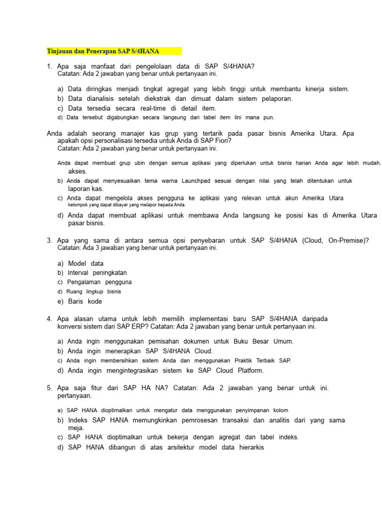 Manfaat dan Fitur SAP S/4HANA | PDF