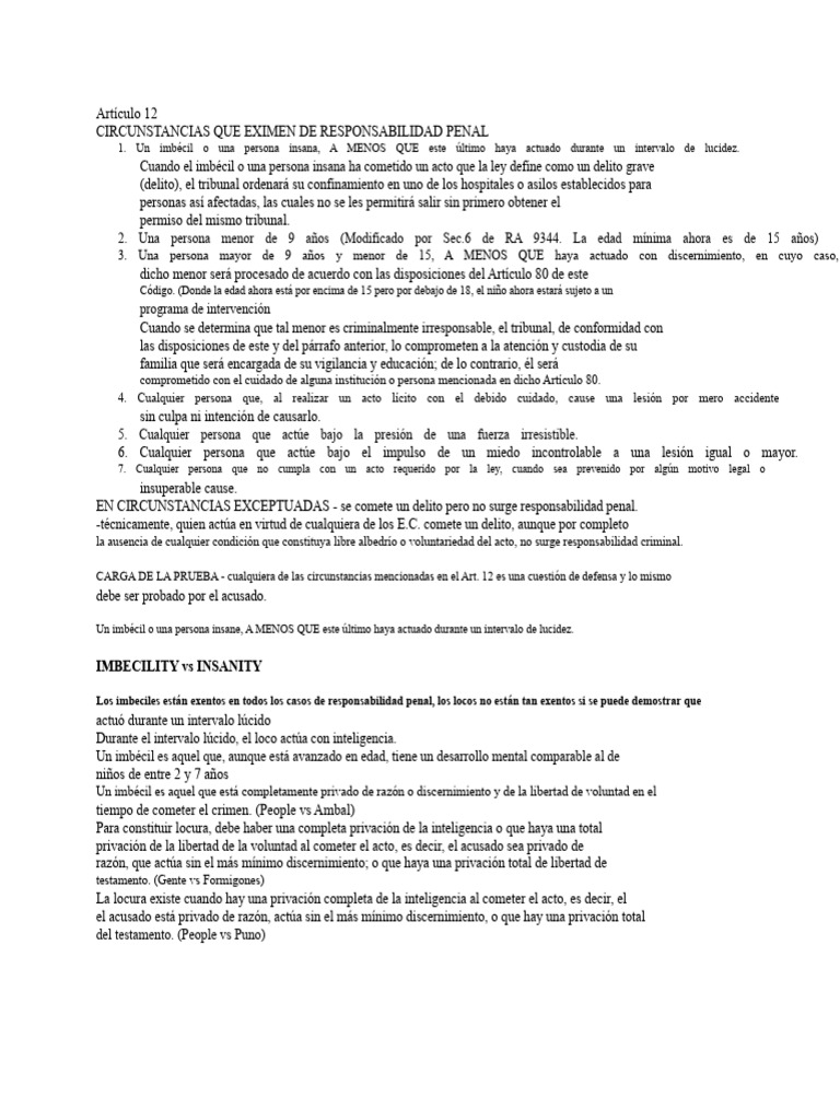 Artículo 12-13 - RPC - REYES | PDF | Crímenes | Crimen y violencia
