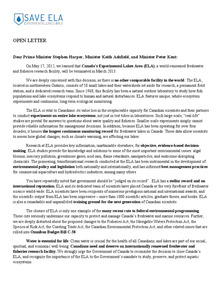 Open Letter ELA Final English | PDF | Environmental Science | Earth ...