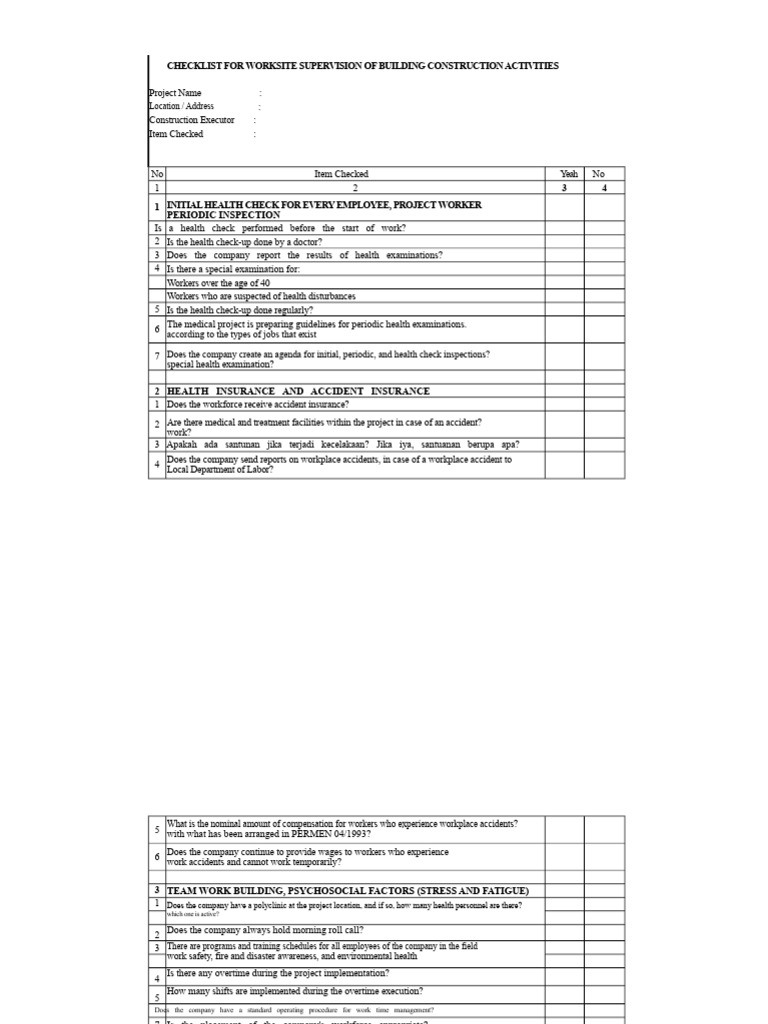 Health and Workplace Environment Inspection Checklist | PDF | Waste ...