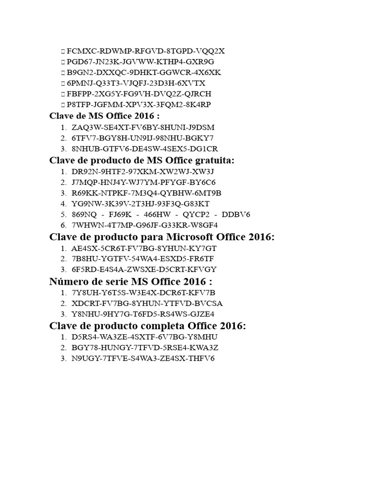 Clave de Office 2016 | PDF