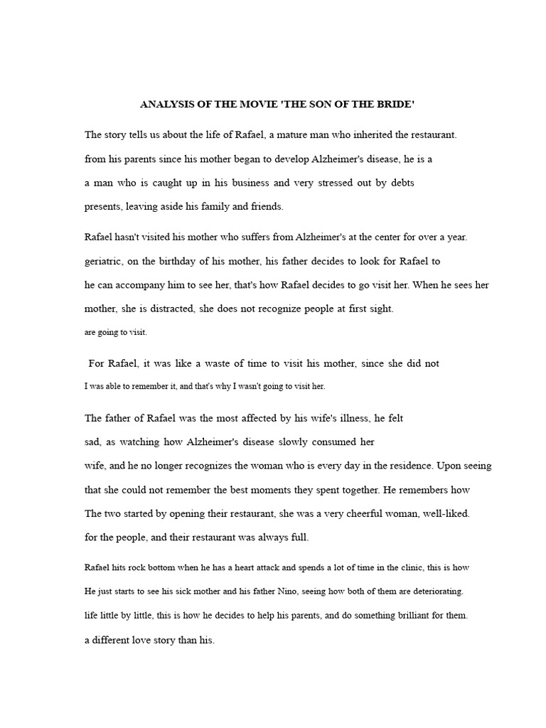 Analysis of The Movie "Son of The Bride" | PDF | Mental Health ...