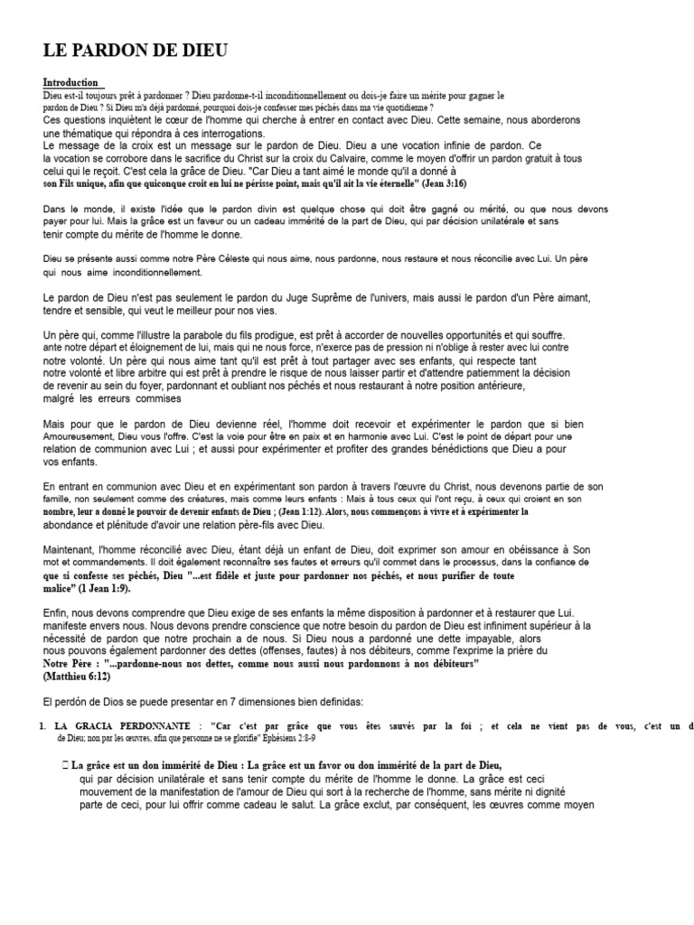 Comprendre le Pardon de Dieu | PDF | Grâce (christianisme) | Dieu