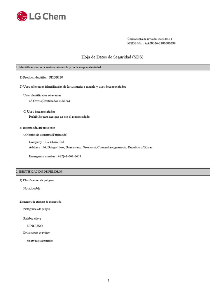 MSDS Ldpe BB120 Esp | PDF | Residuos | Agua