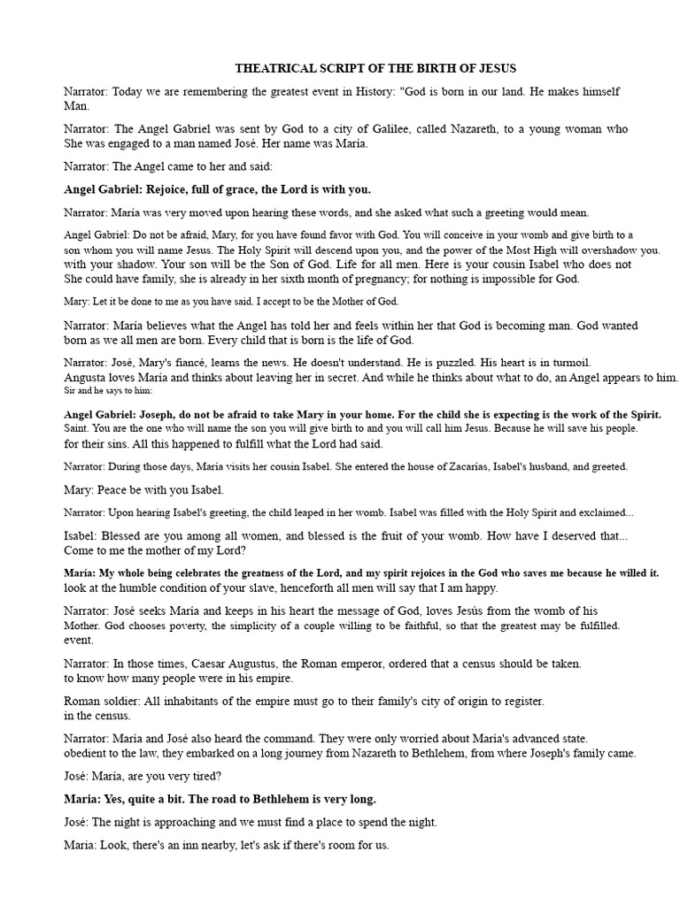 The Birth of Jesus: A Theatrical Script | PDF | Mary, Mother Of Jesus ...
