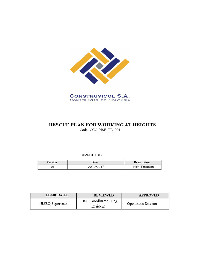 Rescue Plan for Work at Heights | PDF | Emergency | Anchor