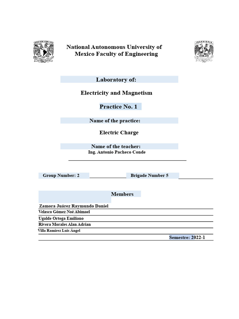 Practice 1 Electricity and Magnetism | PDF | Electric Charge | Electricity