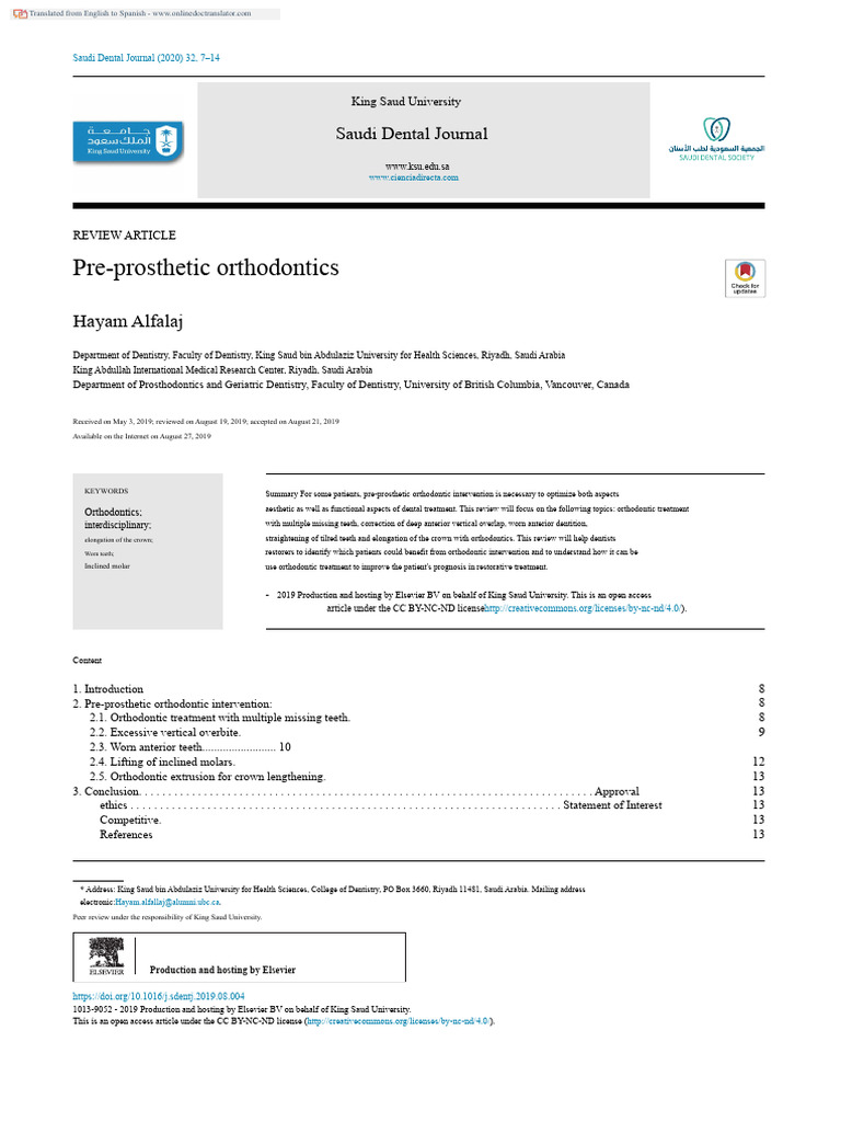 Pre-Prosthetic Orthodontics. | PDF | Orthodontics | Dental Implant