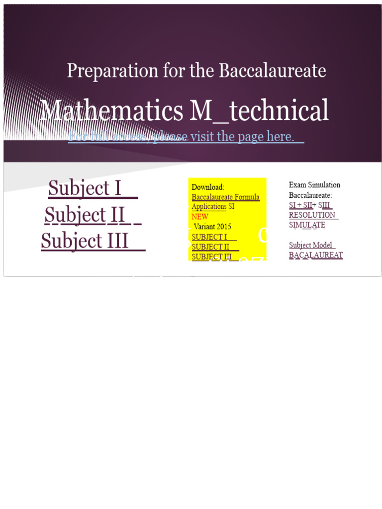 Preparation For The Mathematics Bacalaureate M - Technological. | PDF ...