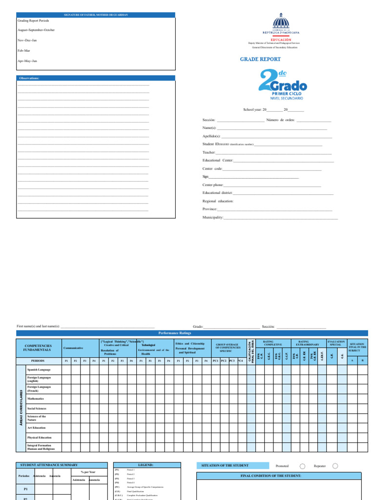 Grade Report - 2nd Grade - NS - 110723 | PDF
