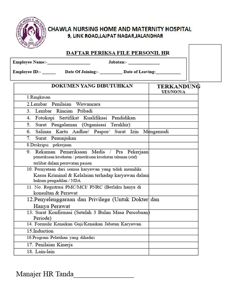 Daftar Periksa SDM | PDF