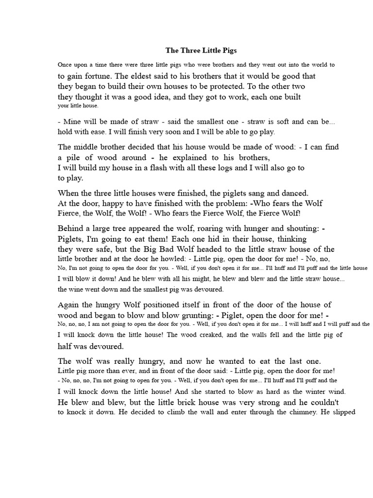 The Three Little Pigs Story | PDF | Pig