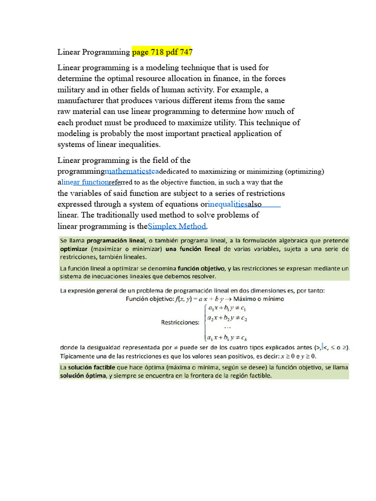 Linear Programming Page | PDF | Linear Programming | Mathematical ...