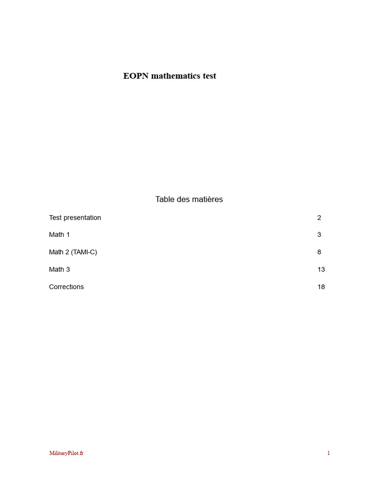 Mathematics Test Examples EOPN | PDF | Mathematics | Tests