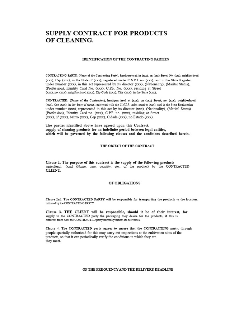 Cleaning Products Supply Contract | PDF | Common Law | Business Law