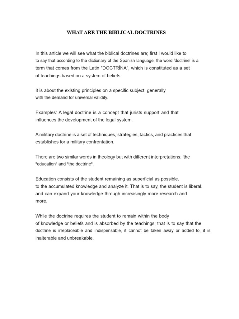 Understanding Biblical Doctrines | PDF | Jesus | Acts Of The Apostles