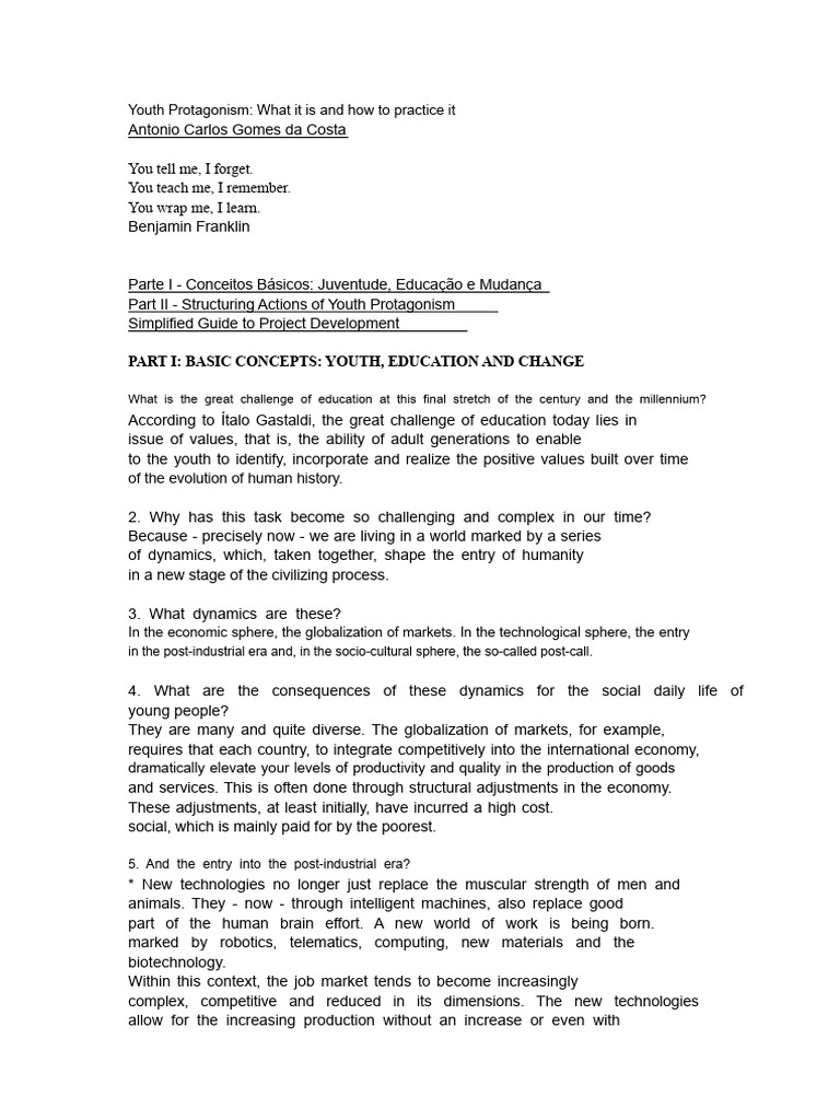 Youth Protagonism: What It Is and How To Practice It | PDF | Evaluation ...