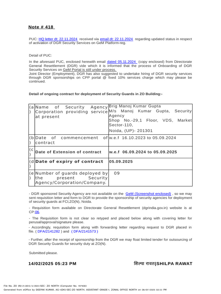 ZO Security Guard Tender | PDF