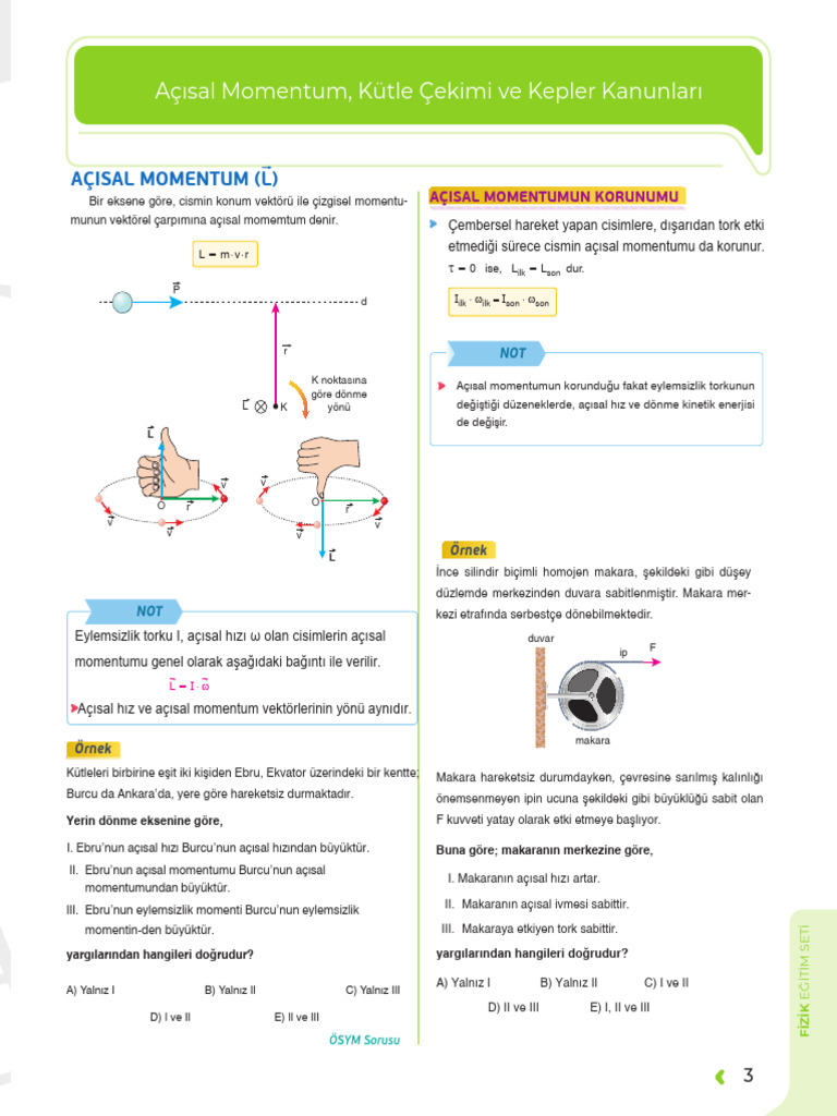 11 Açisal Momentum Ve Kepler Y. - Kısa | PDF