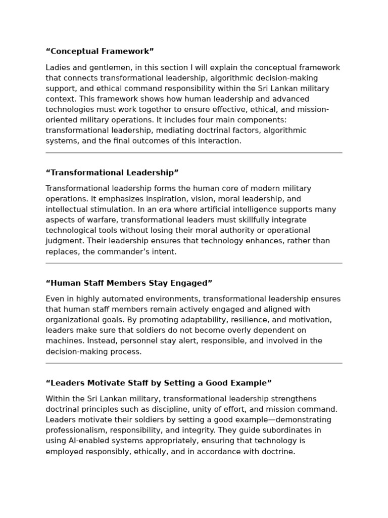 Transformational Leadership in Sri Lankan Military | PDF | Leadership ...