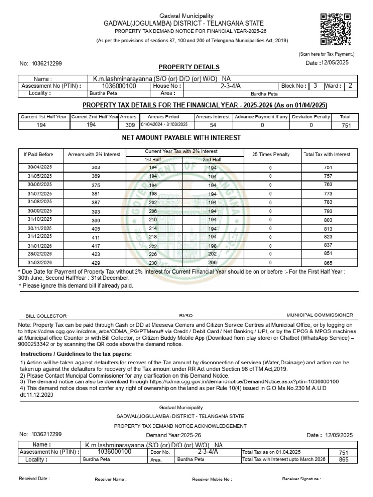 Property Details: Gadwal Municipality Gadwal (Jogulamba) District ...