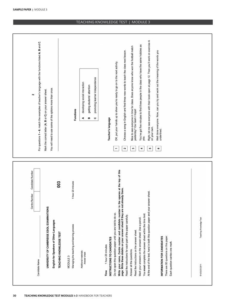 Teaching Knowledge Test Module 3 Sample Paper | PDF