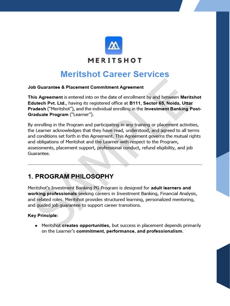 Meritshot Job Agreement Sample | PDF | Learning | Salary