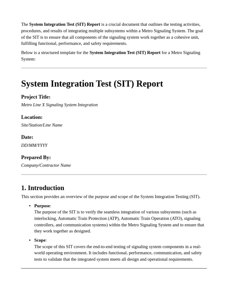 Metro Signaling System SIT Report | PDF | Simulation | System
