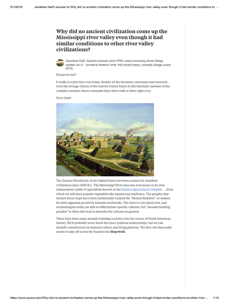 Why Did No Ancient Civilization Come Up The Mississippi River Valley ...