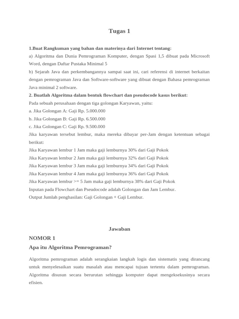 Algoritma dan Sejarah Pemrograman Java | PDF