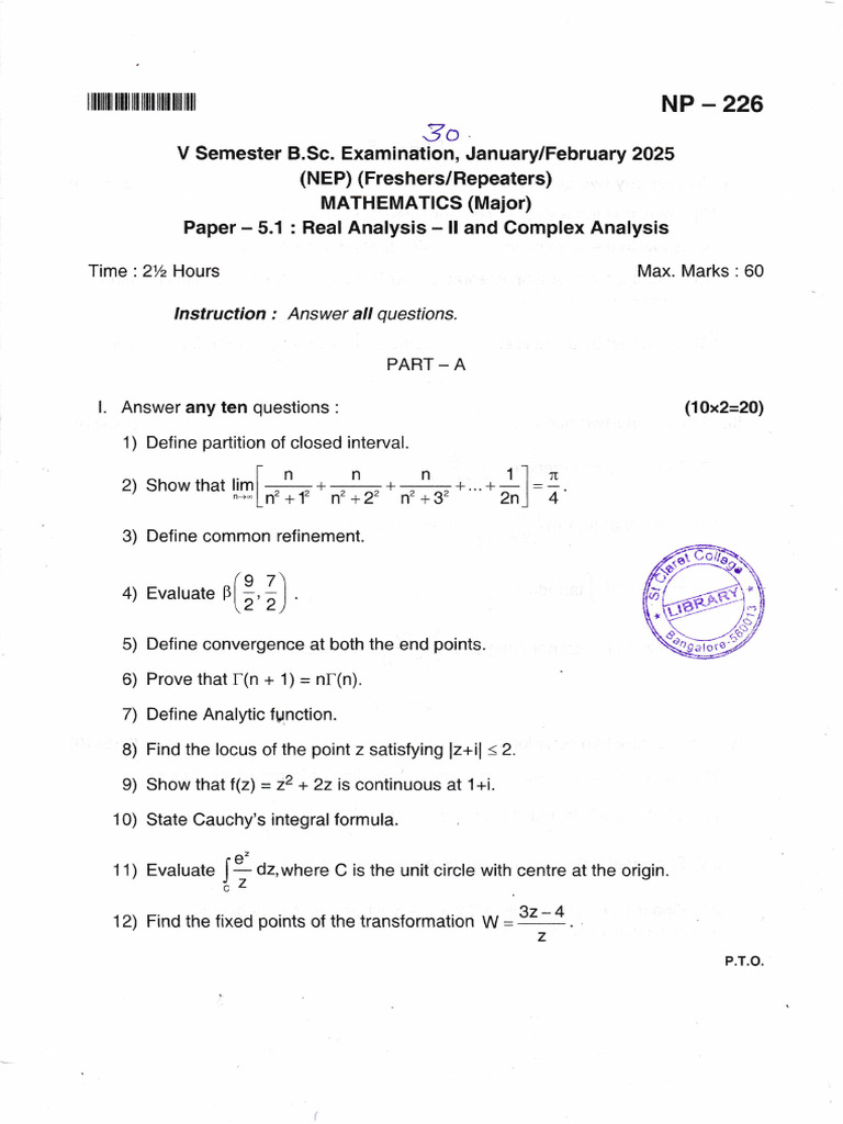 Real and Complex Analysis Exam Questions | PDF | Mathematical Concepts ...